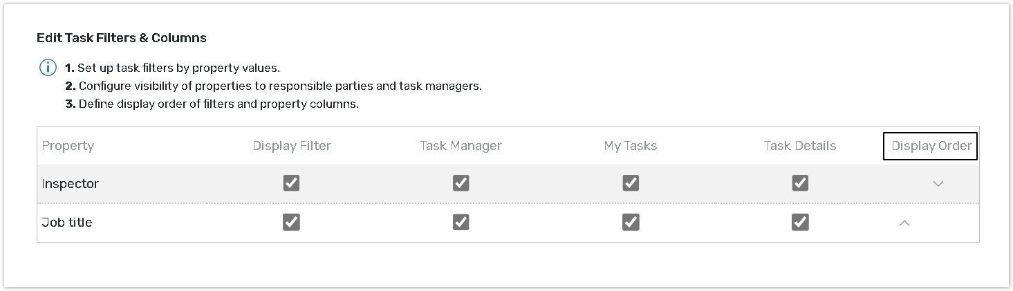 Task Filters & Columns Tab